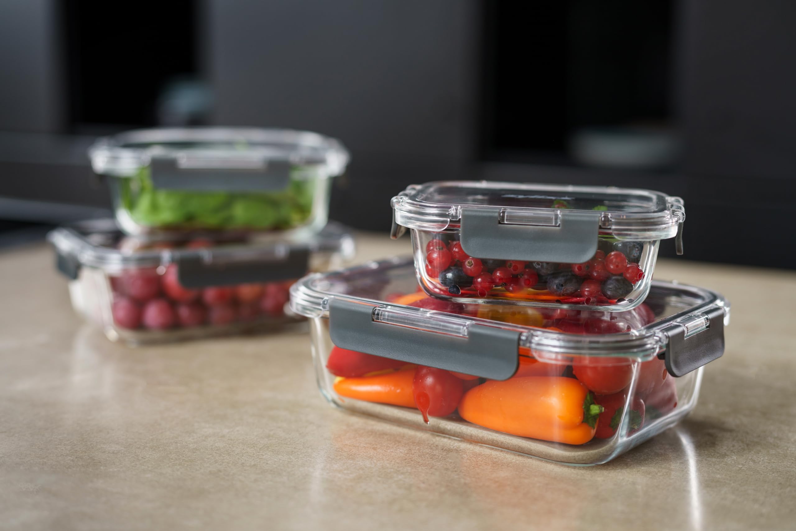 Zyliss Glass Container, Shatterproof Glass, Airtight Food Storage Box with Sealable Lid, Microwave Safe, BPA Free, Freezer Safe, Fridge Storage, Food Container, 6.3in x 4.7in x 2", 12.5oz