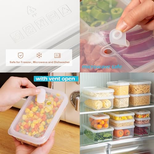 Naranqa Food Storage Containers Bins 11.02×8.85×1.81" Vegetable Organizer with Lid Clear Fridge Crisper Keep Food Fresh Kitchen Organizer Bins (1PACK-SMALL)