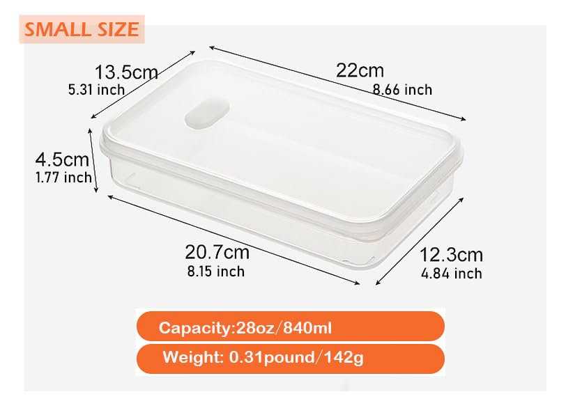 Naranqa Food Storage Containers Bins 11.02×8.85×1.81" Vegetable Organizer with Lid Clear Fridge Crisper Keep Food Fresh Kitchen Organizer Bins (1PACK-SMALL)