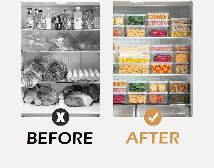 Naranqa Food Storage Containers Bins 11.02×8.85×1.81" Vegetable Organizer with Lid Clear Fridge Crisper Keep Food Fresh Kitchen Organizer Bins (1PACK-SMALL)