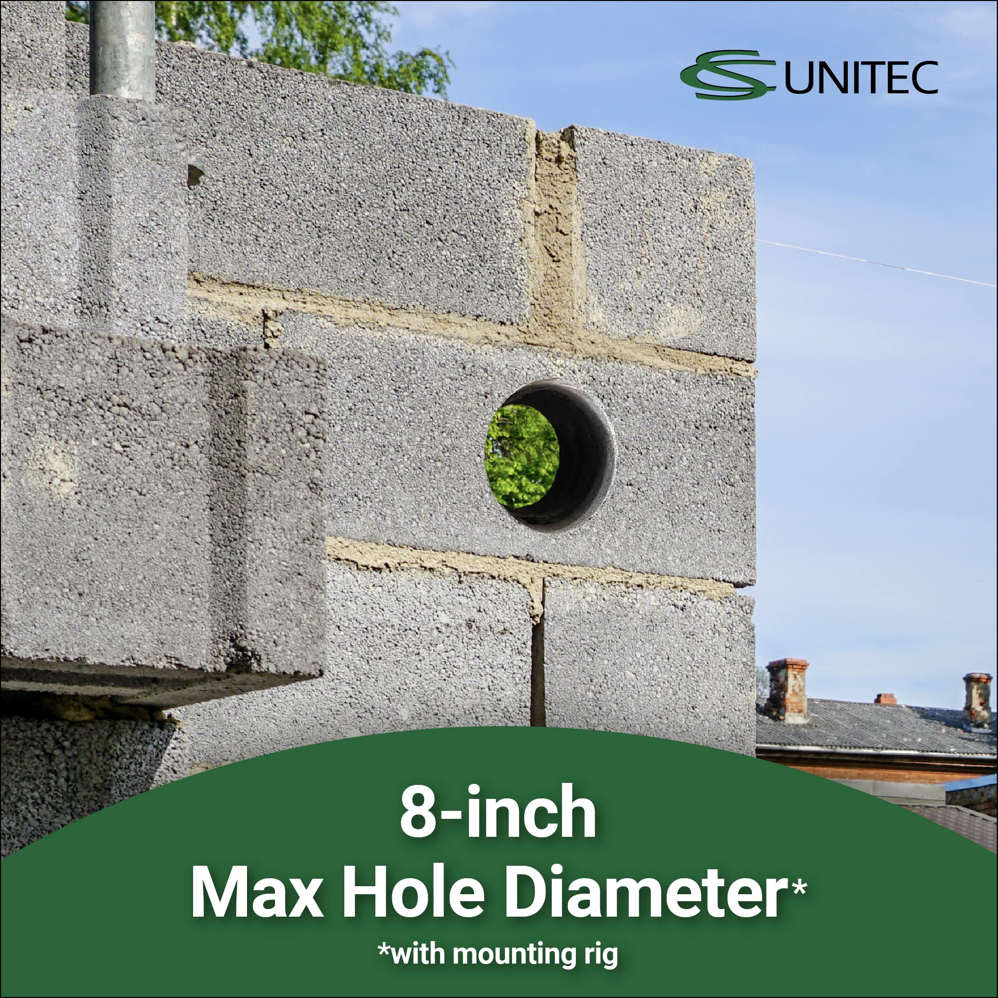 CS Unitec DBE 201 8" Capacity Concrete Core Drill - Wet Diamond Core Drilling Rig - For Concrete, Brick, Block, and Stone - MADE IN GERMANY - 110V