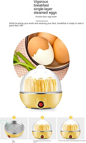 YANPHCE Double structured egg steamer Electric Egg Boiler Cooker Hard Boiled Egg Cooker (Yellow)