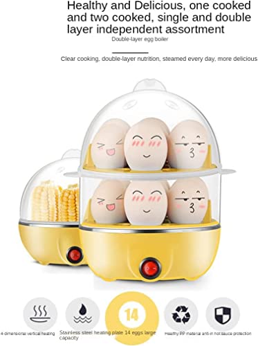 YANPHCE Double structured egg steamer Electric Egg Boiler Cooker Hard Boiled Egg Cooker (Yellow)