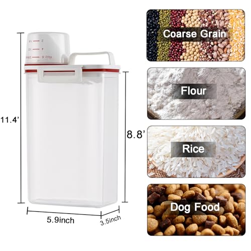 2Pack Rice Storage Bin Cereal Containers Dispenser,BPA Free Plastic Airtight Dry Food Storage Containers for Oatmeal, Grain, Cereal, Flour(blue+Red)