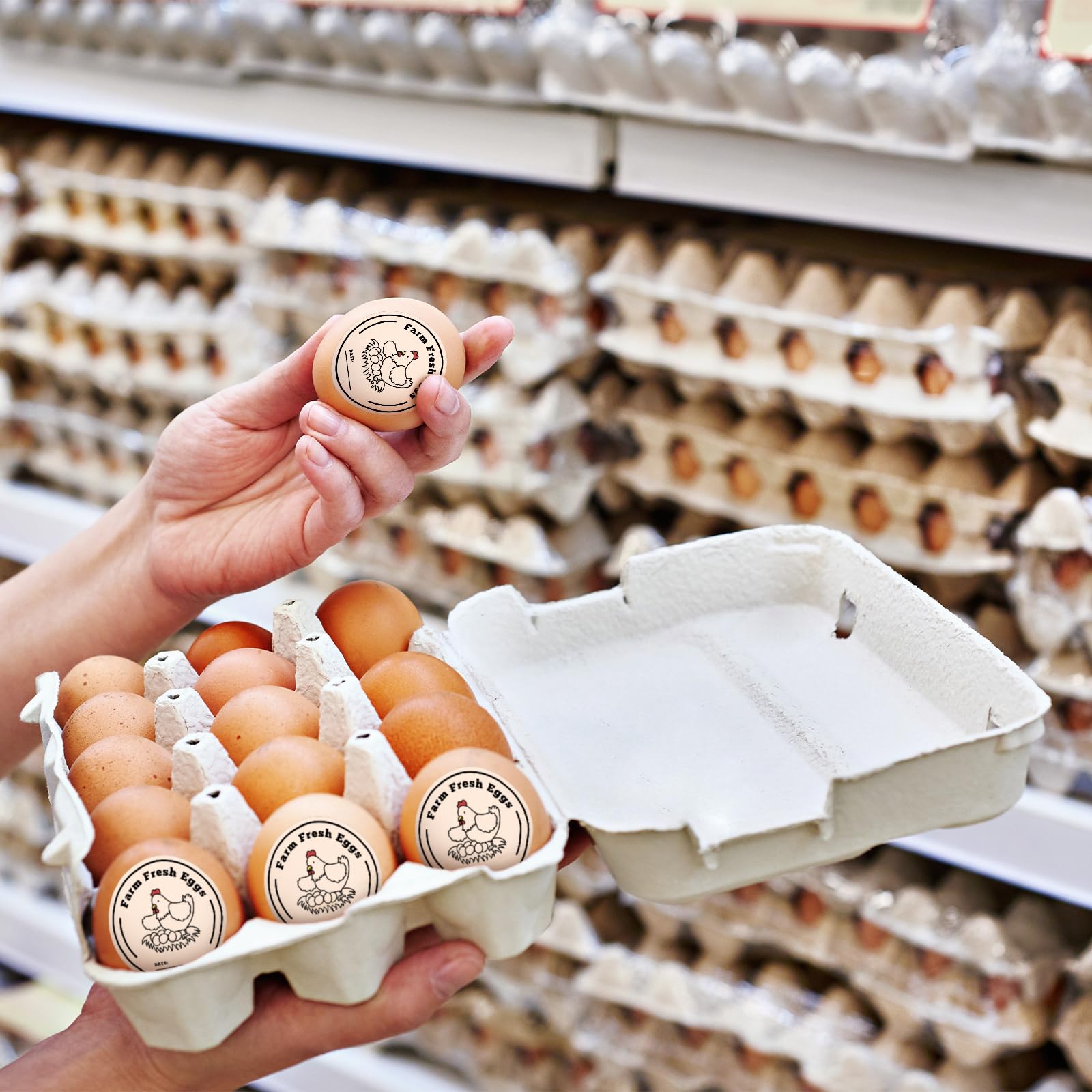Fuutreo 1000 Pcs Farm Fresh Eggs Carton Labels 1.5 Inch Round Self Adhesive Eggs Stickers for Chicken Quail Duck(Farm Fresh Eggs)