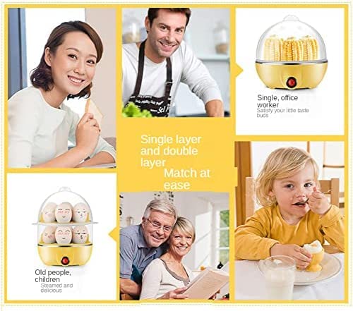 YANPHCE Double structured egg steamer Electric Egg Boiler Cooker Hard Boiled Egg Cooker (Yellow)