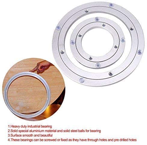 Dining Table Turntable, Heavy Duty Aluminium Alloy Rotating Bearing Swivel Plate Tabletop Round Smooth Turntable for Kaleidoscopes Tabletop Serving Trade Show Displays(10 Inch)