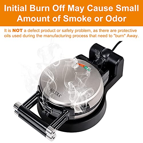 Secura Upgrade Automatic 360 Rotating Non-Stick Belgian Waffle Maker w/Removable Plates, 17”*10“*6.05”
