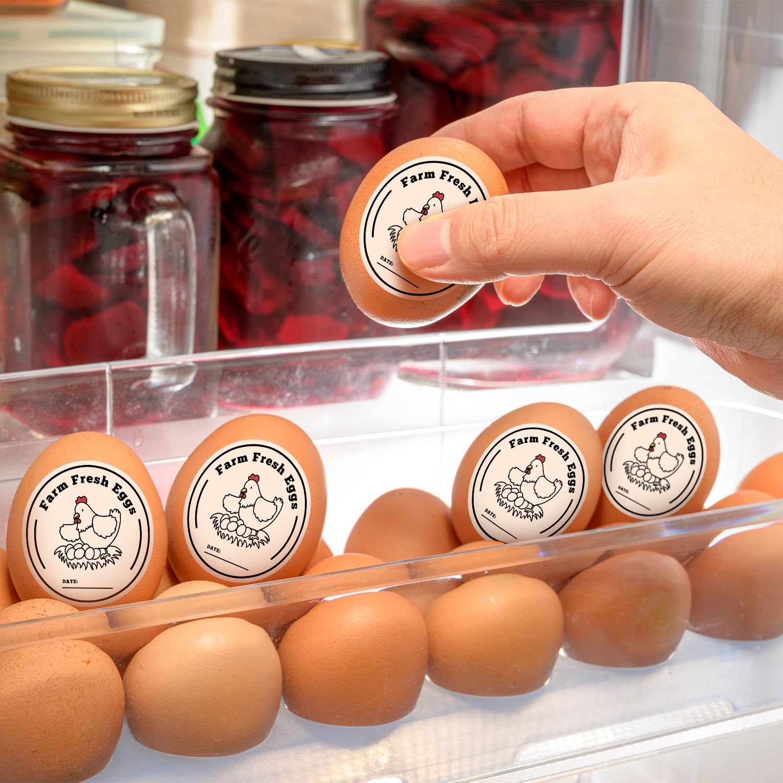 Fuutreo 1000 Pcs Farm Fresh Eggs Carton Labels 1.5 Inch Round Self Adhesive Eggs Stickers for Chicken Quail Duck(Farm Fresh Eggs)