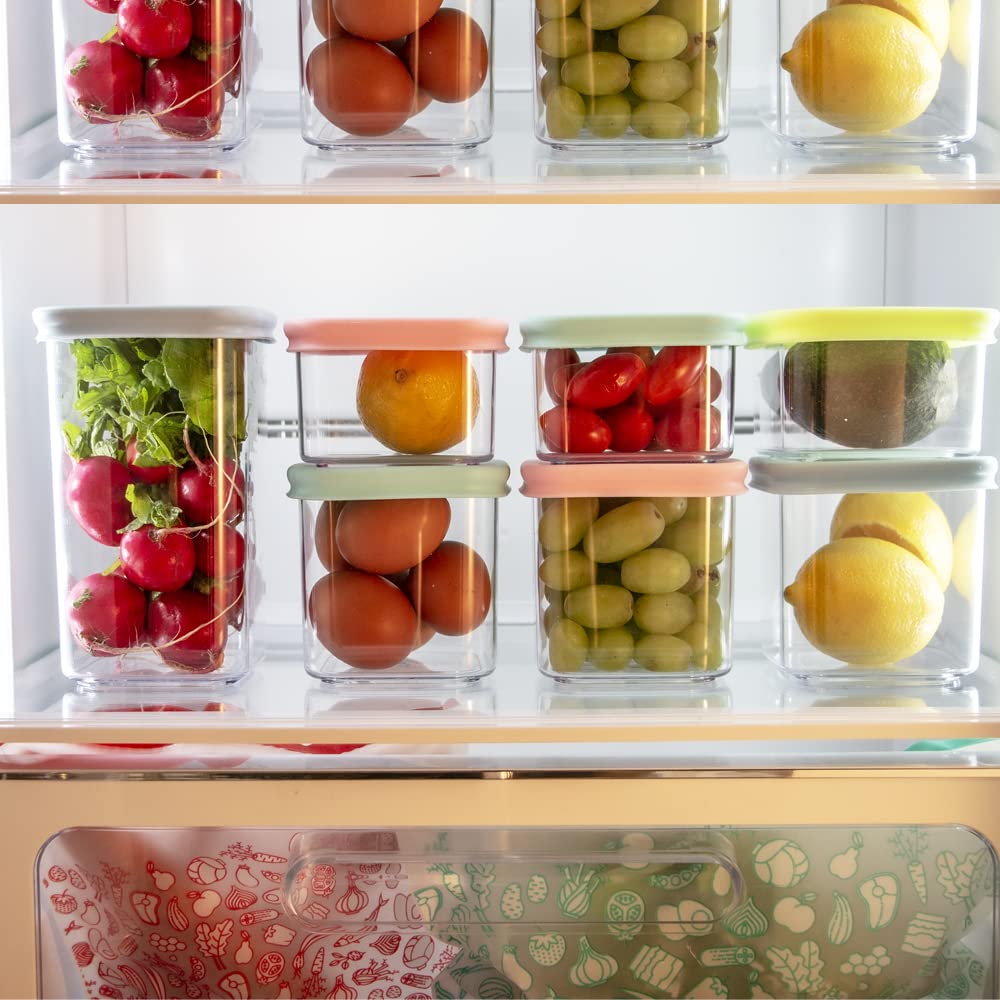 PrepCube Food Storge Continer with Silicon Lid Airtight -4PC Set, BPA-Free, Stackable Freezer Storge, Leftovers Storge, Prep Meal Storge, Kitchen and Pantry Organization Leakproof