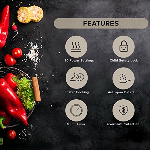 ChefWave 1800W Portable Induction Cooktop Burner, Single Burner Electric Cooktop with Digital Touch Sensor, Smart Induction Burner Compatible with Induction Cookware, Comes with Copper Frying Pan 10"