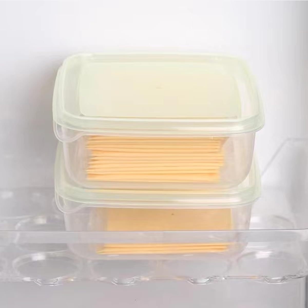 Morixkifu 2Pcs Sliced Cheese Container for Fridge, 650ml Plastic Clear Cheese Box for Fridge, Airtight Cheese Slice Holder, Food Storage Containers with Lids (2Pcs)
