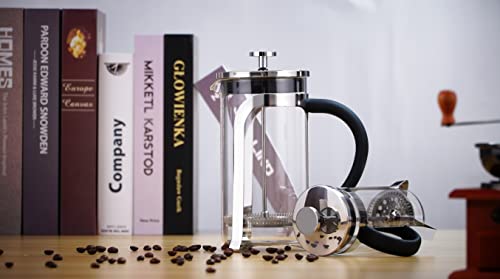 SIXAQUAE French Fress Coffee Maker,Stainless Steel Coffee Press,Durable Coffee Pot With Scale Line,4 Level Filtration System,Heat Resistant Borosilicate Glass,34oz