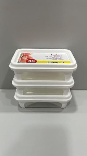 Unica Food Storage Containerwith Airtight Lid, Nestable Storage Boxes for Cereal, Snacks, Microwave, Dishwasher & Freezer Safe, Set of 3, White, 7 oz, 2.94x2.94x1.58 in