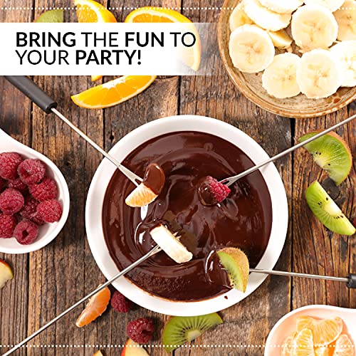 Nostalgia Electric Fondue Pot, 12-Cup, Fondue Machine with Temperature Control, 8 Forks, Cool-Touch Handles, Perfect for Chocolate Melting, Cheese, Caramel, Aqua