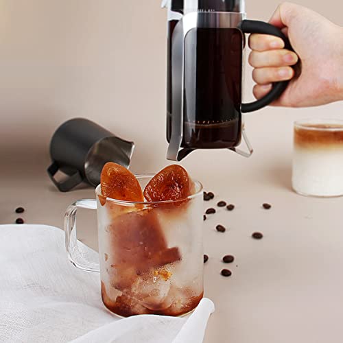 SIXAQUAE French Fress Coffee Maker,Stainless Steel Coffee Press,Durable Coffee Pot With Scale Line,4 Level Filtration System,Heat Resistant Borosilicate Glass,34oz