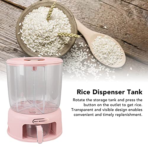 Dry Food Rice Storage Box, Rotating Grain Dispenser Rice Bucket, Large Capacity Food Dispenser Kitchen Food Organizer for Household Kitchen Home(Sakura Pink)