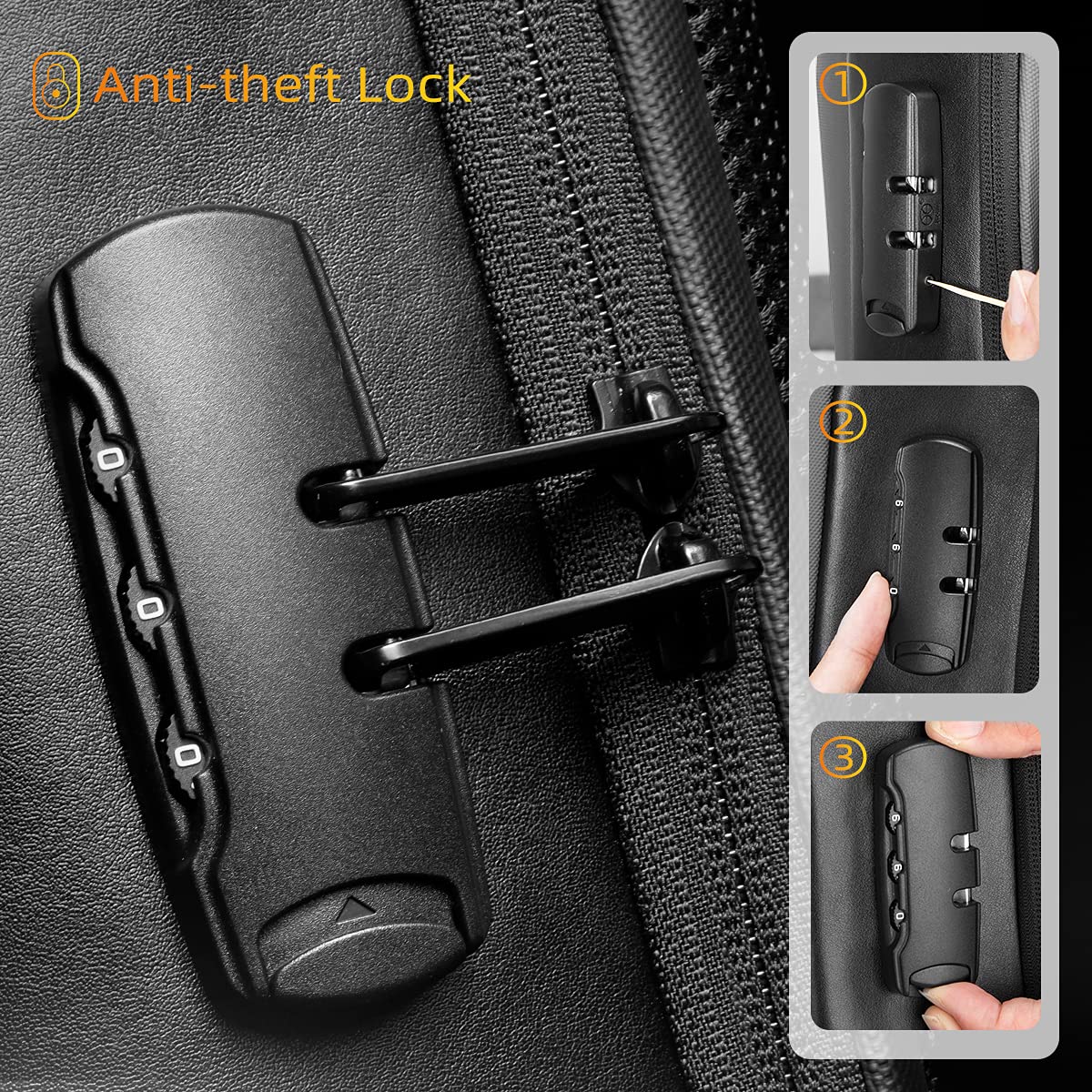 Anti-Theft Backpack,MARK RYDEN Business Waterproof Backpack For Men College Travel Flight with USB Port Charging ＆TSA Lock Fits For 15.6 Inch Laptop,Black