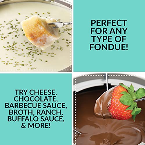 Nostalgia Electric Fondue Pot, 12-Cup, Fondue Machine with Temperature Control, 8 Forks, Cool-Touch Handles, Perfect for Chocolate Melting, Cheese, Caramel, Aqua