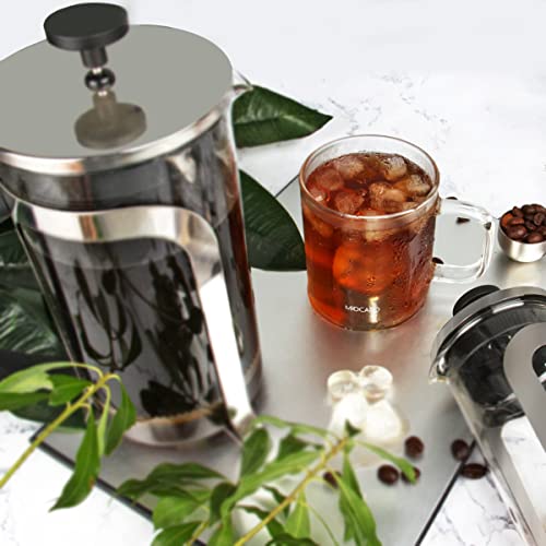 SIXAQUAE French Fress Coffee Maker,Stainless Steel Coffee Press,Durable Coffee Pot With Scale Line,4 Level Filtration System,Heat Resistant Borosilicate Glass,34oz