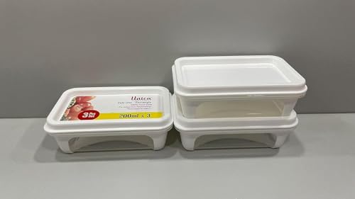 Unica Food Storage Containerwith Airtight Lid, Nestable Storage Boxes for Cereal, Snacks, Microwave, Dishwasher & Freezer Safe, Set of 3, White, 7 oz, 2.94x2.94x1.58 in