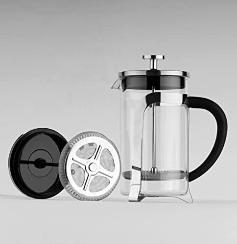 SIXAQUAE French Fress Coffee Maker,Stainless Steel Coffee Press,Durable Coffee Pot With Scale Line,4 Level Filtration System,Heat Resistant Borosilicate Glass,34oz