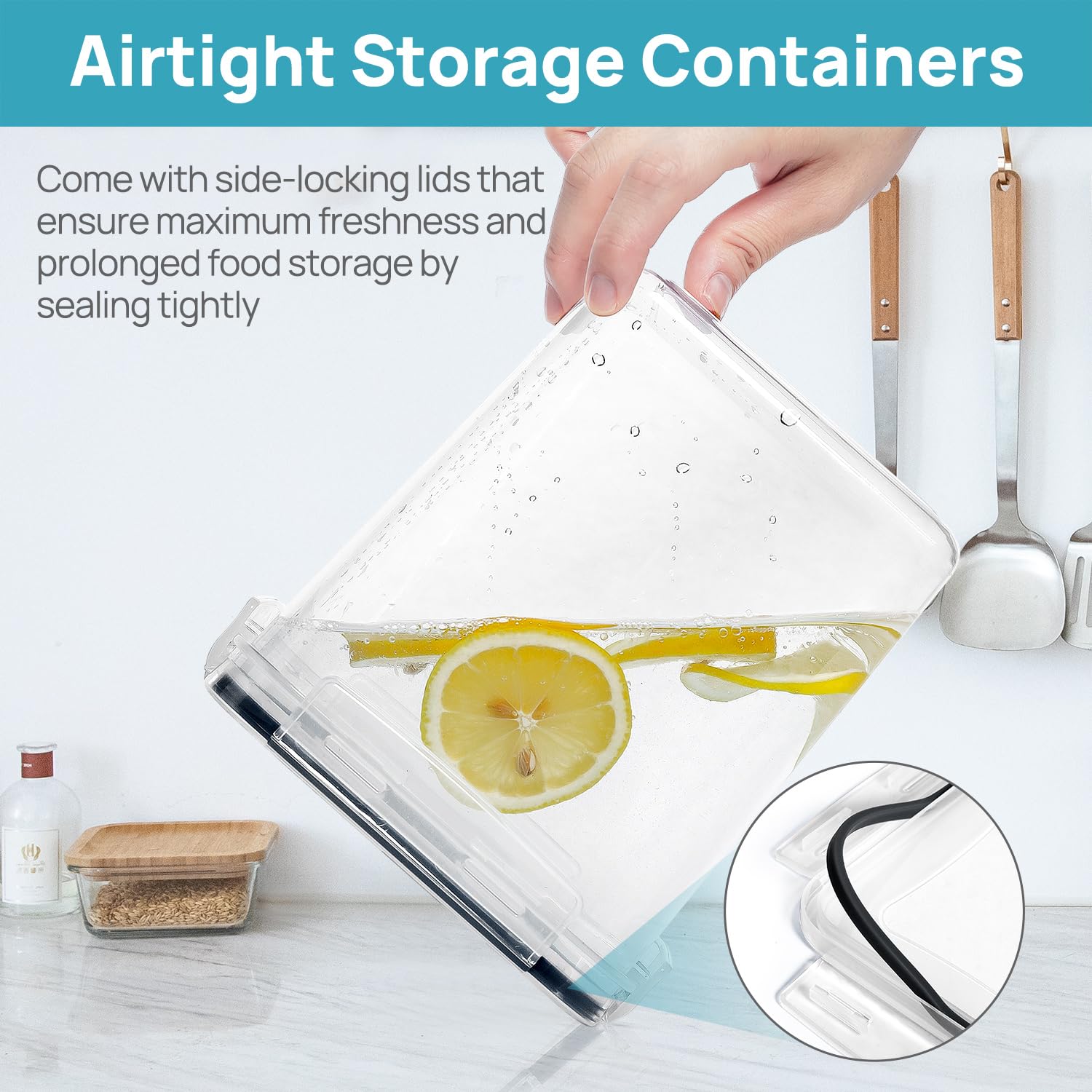 Vtopmart 4 PCS 5.2L Large Food Storage Containers with 10 PCS Flour and Sugar Storage Containers