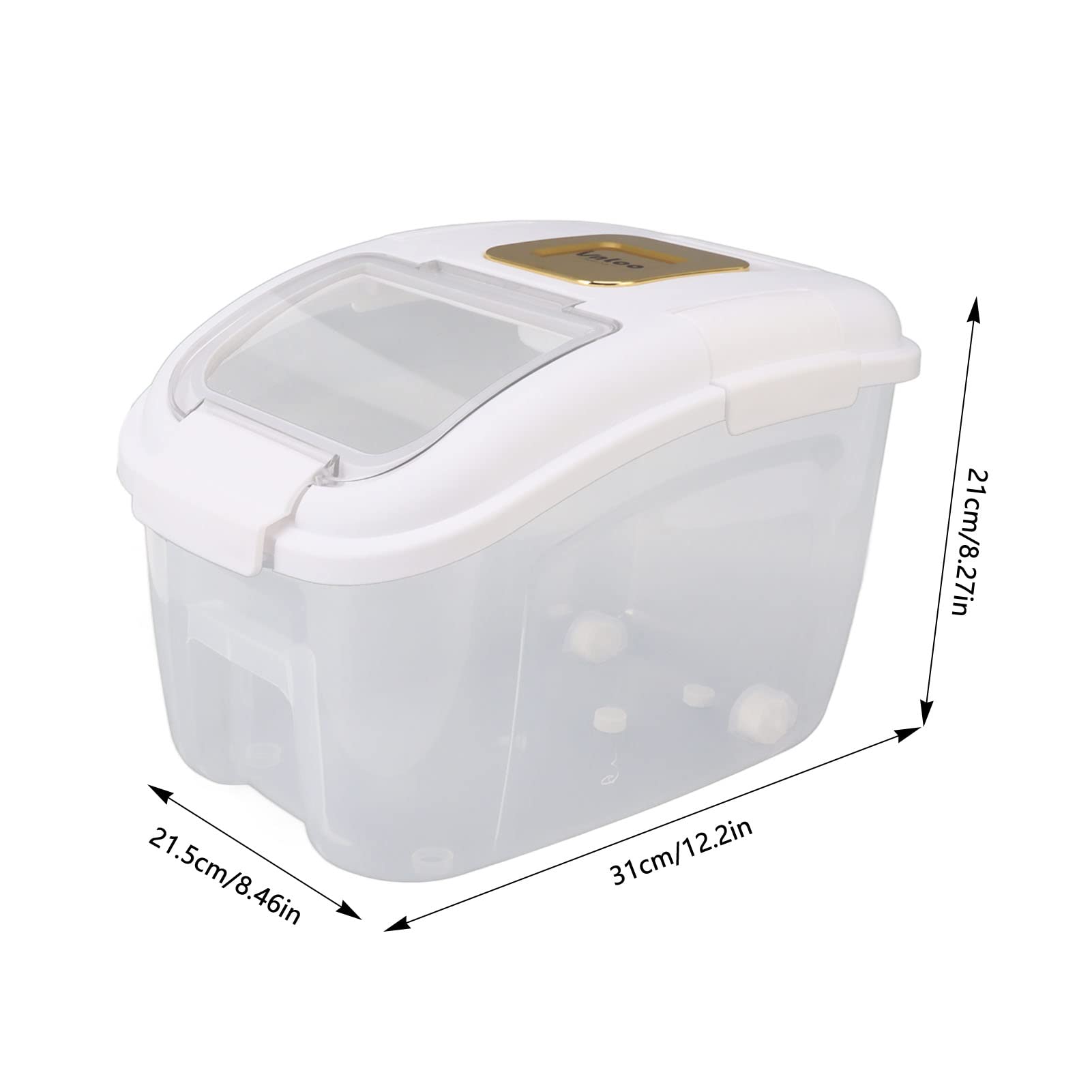 TOPINCN Airtight Rice Storage Container, Bulk Food Container Bin with Measuring Cup, for Rice Flour Cereal Pet Food Storage (5KG)
