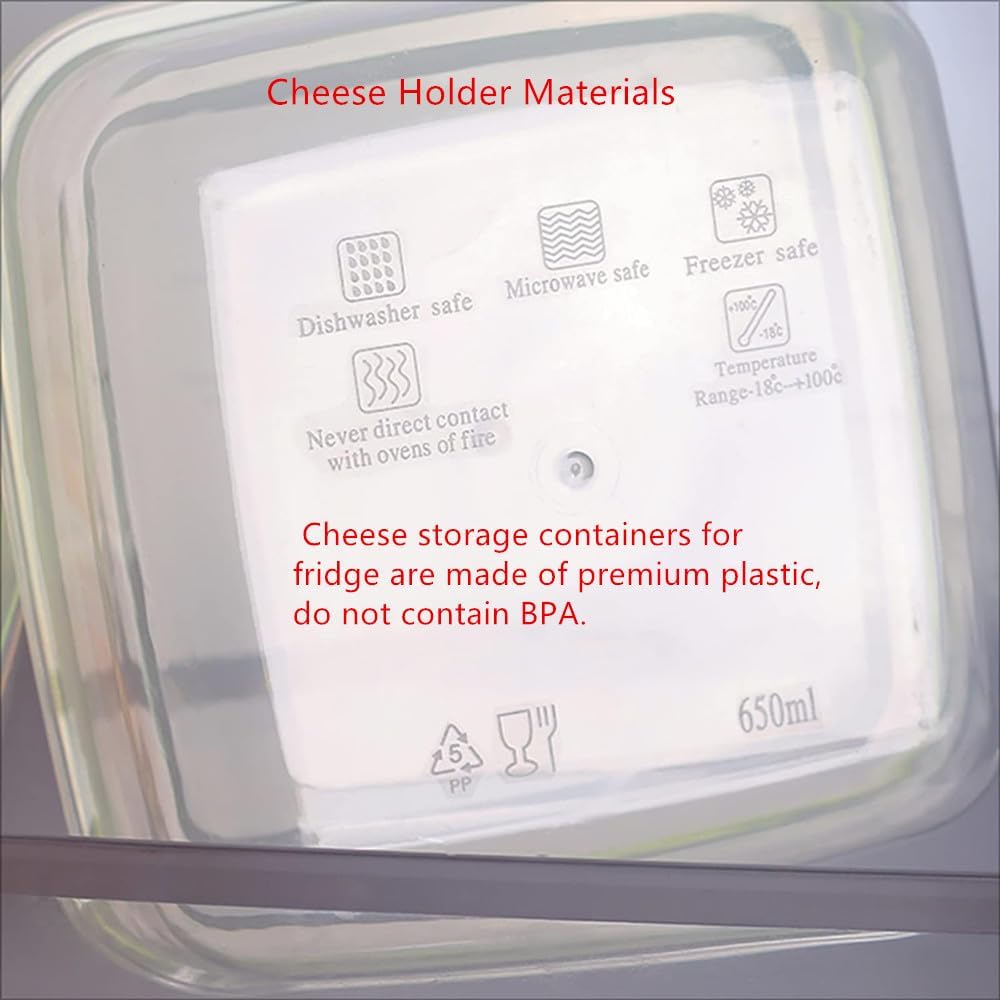 Morixkifu 4Pcs Sliced Cheese Container for Fridge, 650ml Plastic Clear Cheese Box for Fridge, Airtight Cheese Slice Holder, Food Storage Containers with Lids (4Pcs)