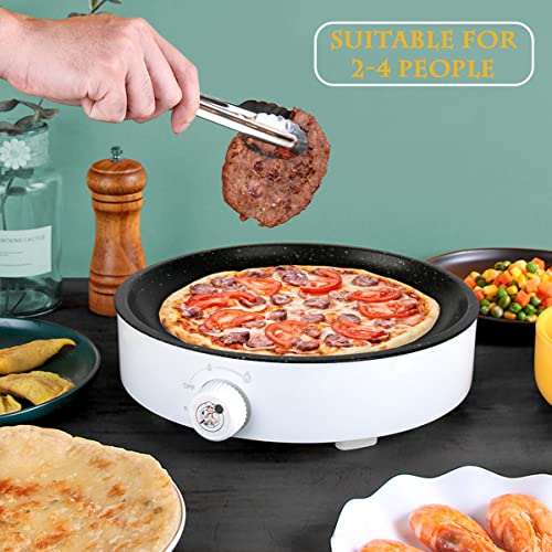 Electric BBQ Grill,Smokeless Indoor Coated Griddle Pan,10 Inch Round Nonstick Plate Portable, Medical Stone Coating Easy Cleaning,Grilling Surface Perfect for Cooking BBQ and Party Barbecue