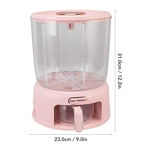 Dry Food Rice Storage Box, Rotating Grain Dispenser Rice Bucket, Large Capacity Food Dispenser Kitchen Food Organizer for Household Kitchen Home(Sakura Pink)