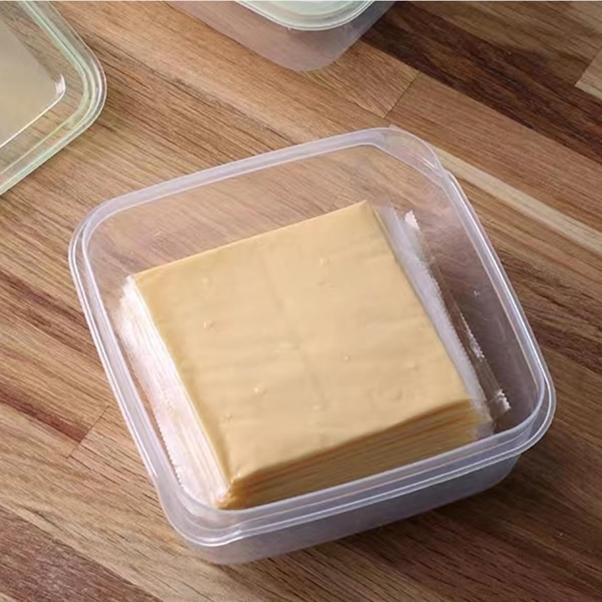 Morixkifu 4Pcs Sliced Cheese Container for Fridge, 650ml Plastic Clear Cheese Box for Fridge, Airtight Cheese Slice Holder, Food Storage Containers with Lids (4Pcs)