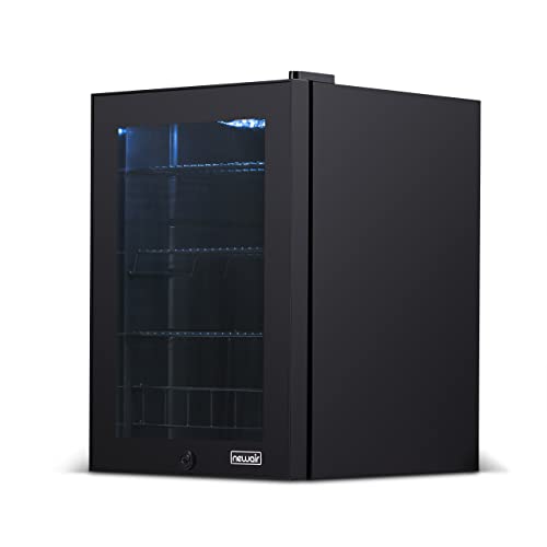 NewAir Beverage Refrigerator Cooler with 90 Can Capacity - Mini Bar Beer Fridge with Right Hinge Glass Door - Cools to 34F - AB-850B - Black
