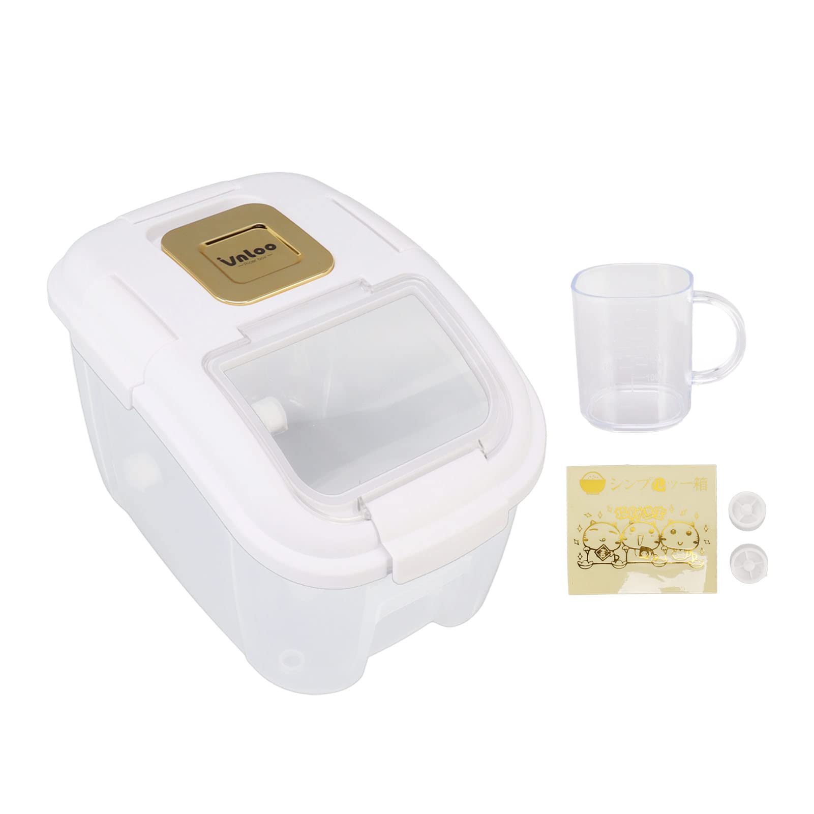 TOPINCN Airtight Rice Storage Container, Bulk Food Container Bin with Measuring Cup, for Rice Flour Cereal Pet Food Storage (5KG)