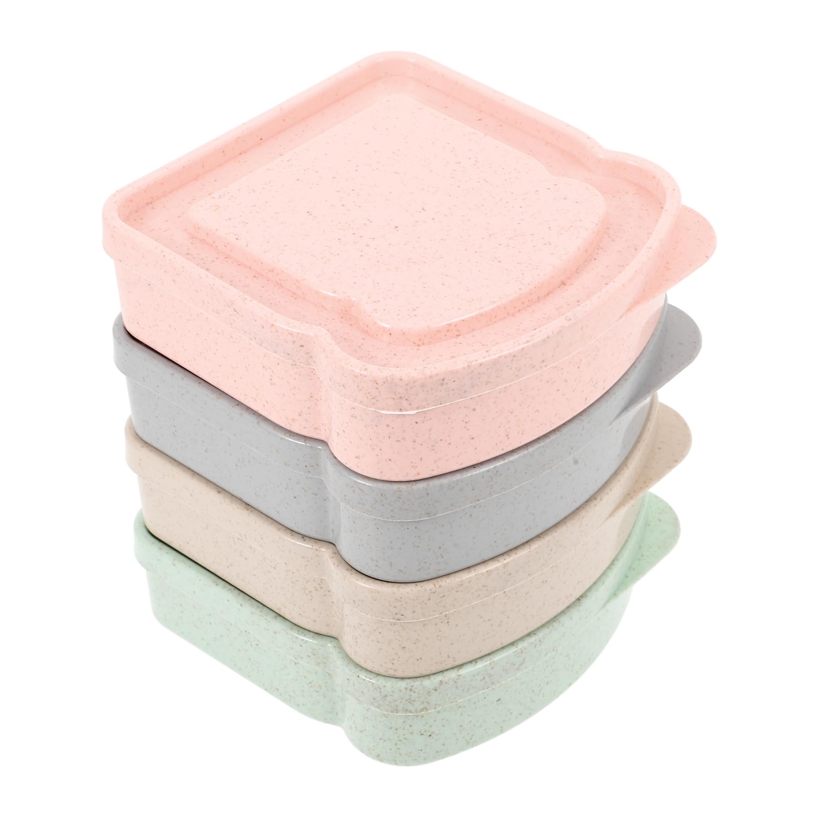 CALLARON 4 Pcs Sandwich Keeper, Reusable Sandwich Containers, Toast Shape Bread Box with Lid, Portable Sandwich Box, Food Fresh Keeping Box, Sandwich Containers for Lunch Boxes 4.8 x 5.1 inch
