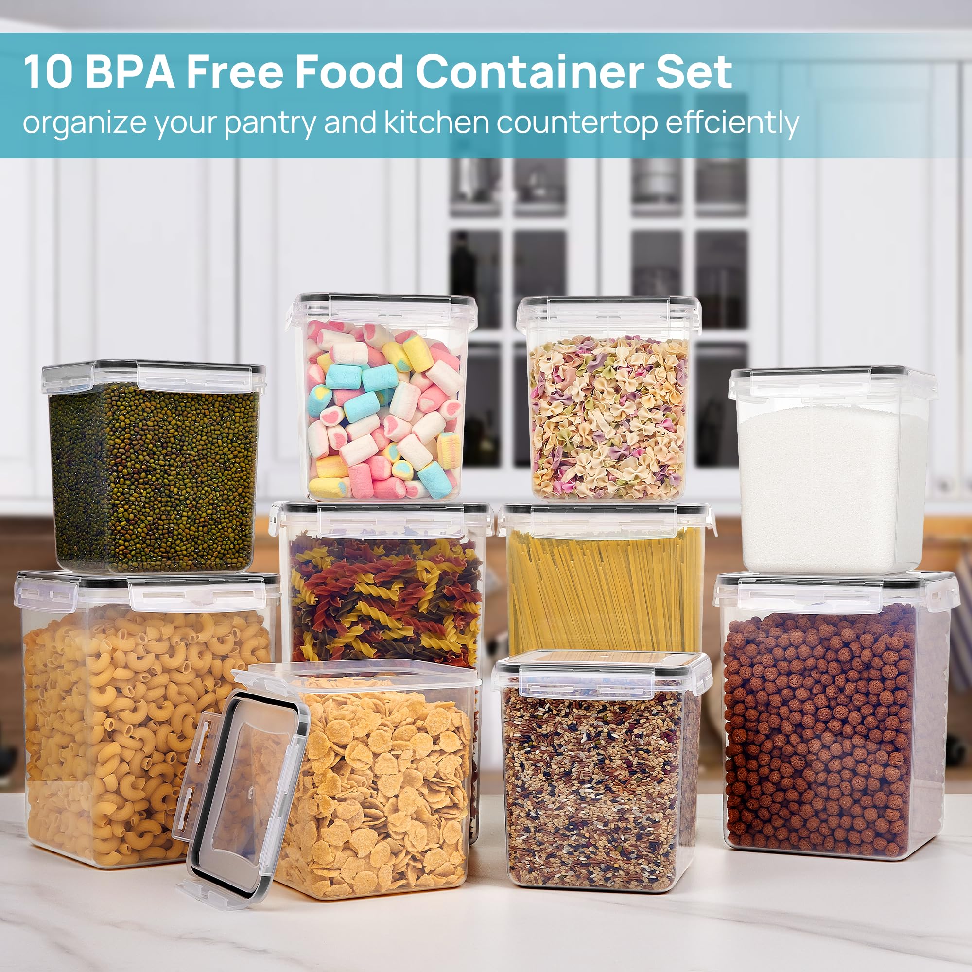 Vtopmart 4 PCS 5.2L Large Food Storage Containers with 10 PCS Flour and Sugar Storage Containers