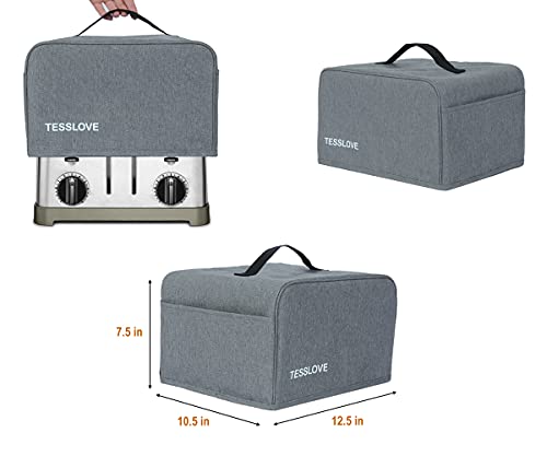 TESSLOVE toaster Dust Cover Compatible with Cuisinart 4 Slice Toaster, with 2 Pockets can put Jam Spreader Knife & Toaster Tongs, prevent from water Dust and Fingerprint