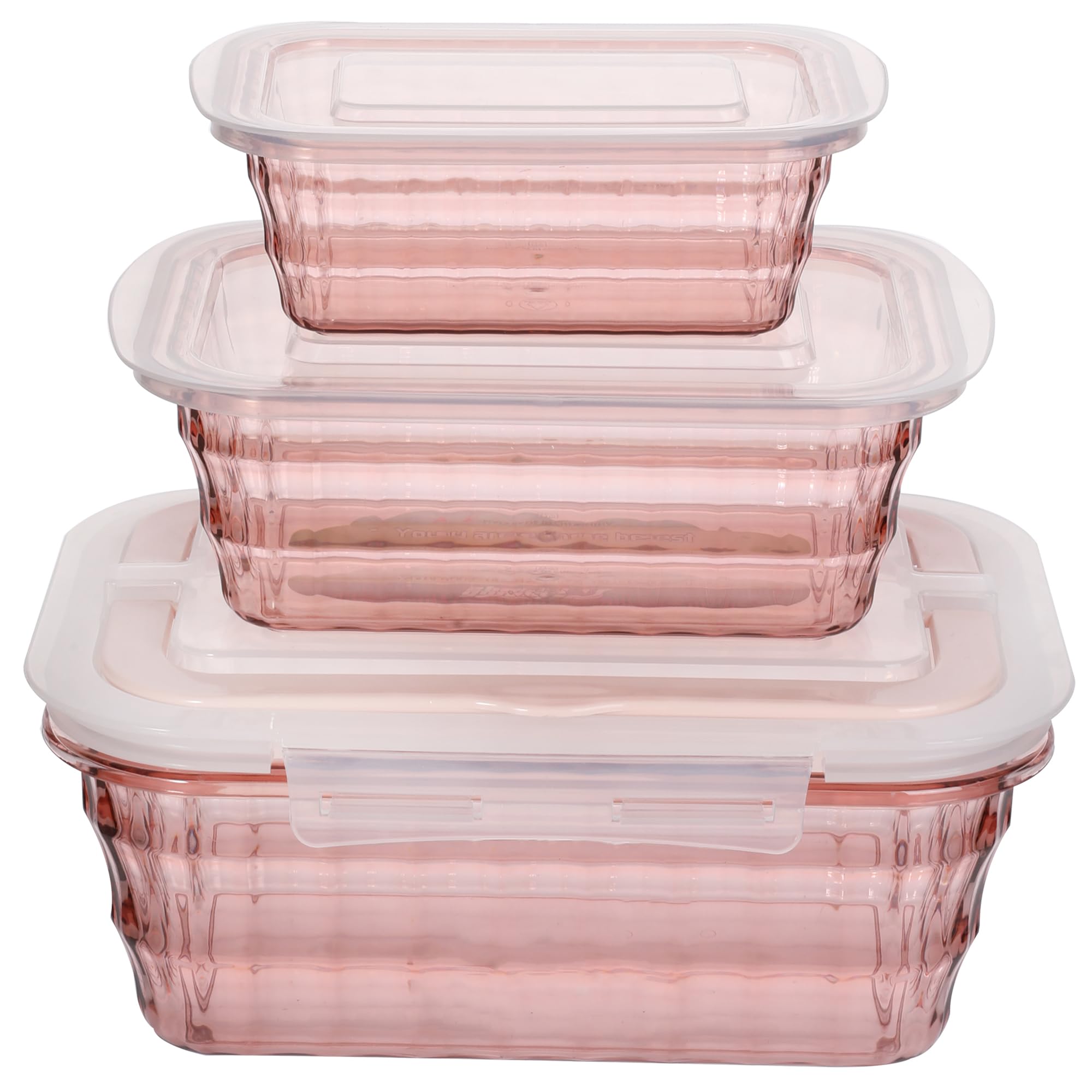 Taiuloo Set of 3 Food Storage Container, BPA Free Salad Bowls with Lids, Salad Lunch Container To Go with Handle, Plastic Meal Prep Storage Containers for Snacks, Fruits, Pink