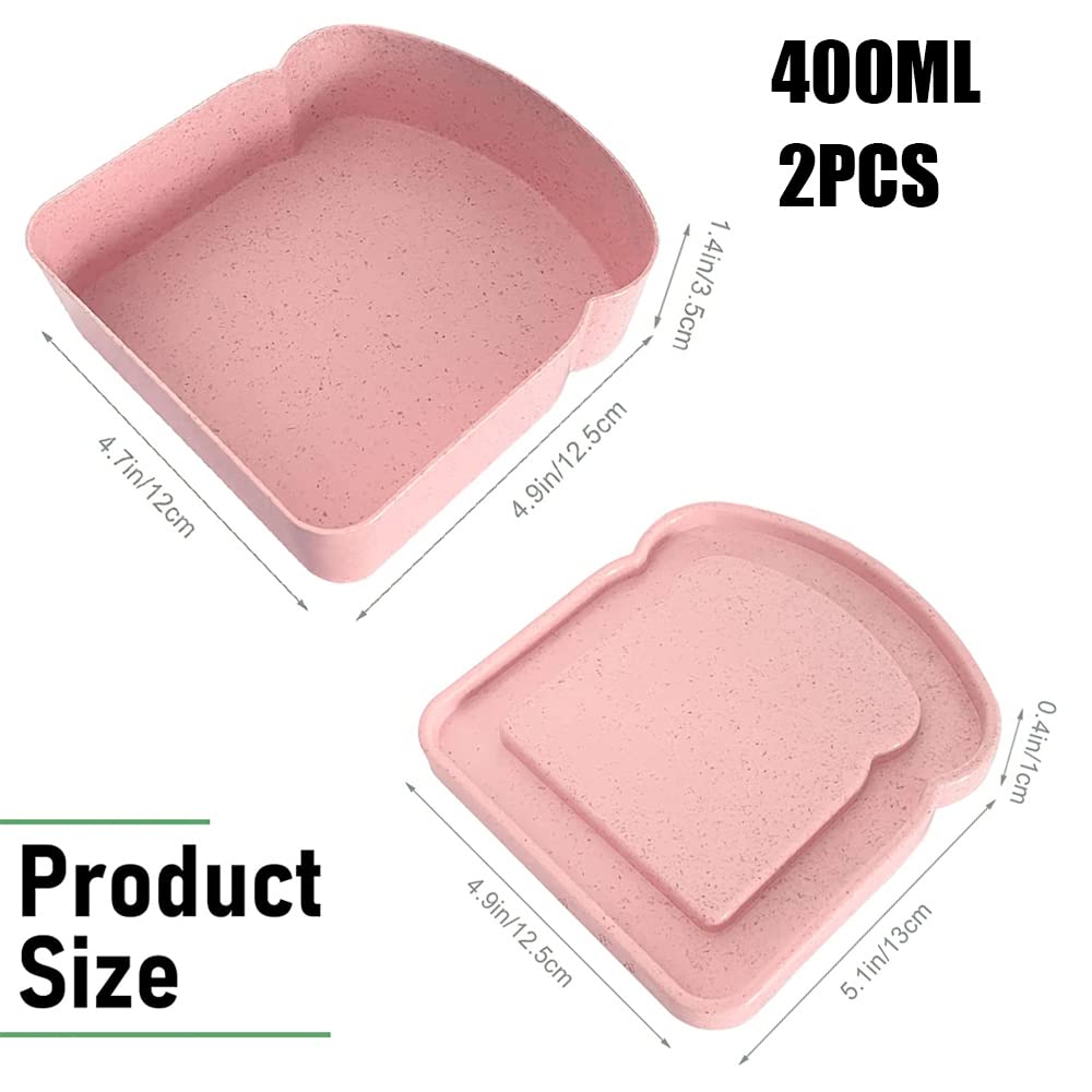 NADUSEP Sandwich Containers, 2 Pcs Sandwich Box Food Storage Toast Shape Holder Plastic for Lunch, Sandwich Keeper for Adults Prep Microwave (White Grey)