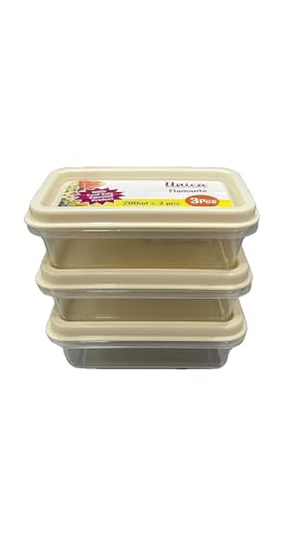 Unica Food Storage Container with Airtight Lid, Nestable Storage Boxes for Cereal, Snacks, BPA-Free, Microwave, Dishwasher & Freezer Safe, Set of 3, 7 oz, 2.94x2.94x1.58 in