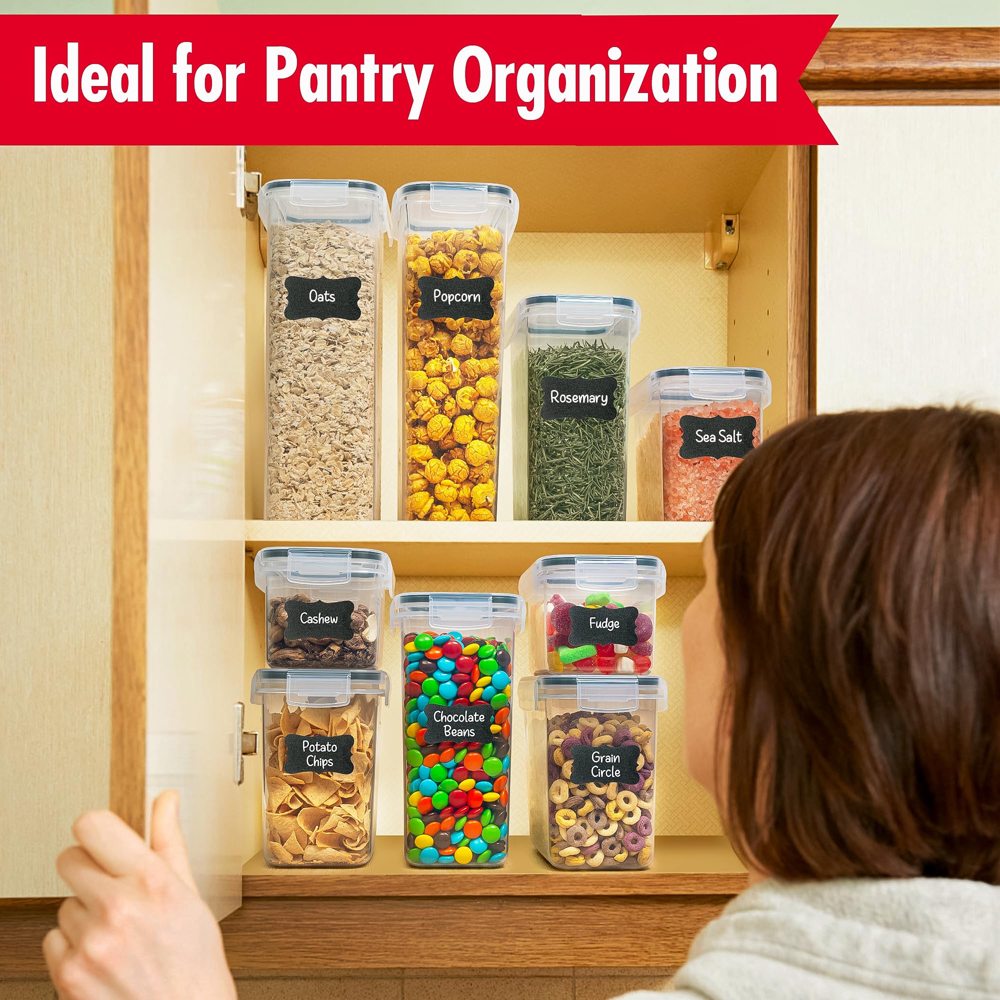 Lifetime Home 30 PACK Airtight Food Storage Containers Set with Lids for Kitchen & Pantry Organization - BPA-Free for Cereal, Pasta, Rice, Vegetables, Fruits & Flour - Markers and Labels Included