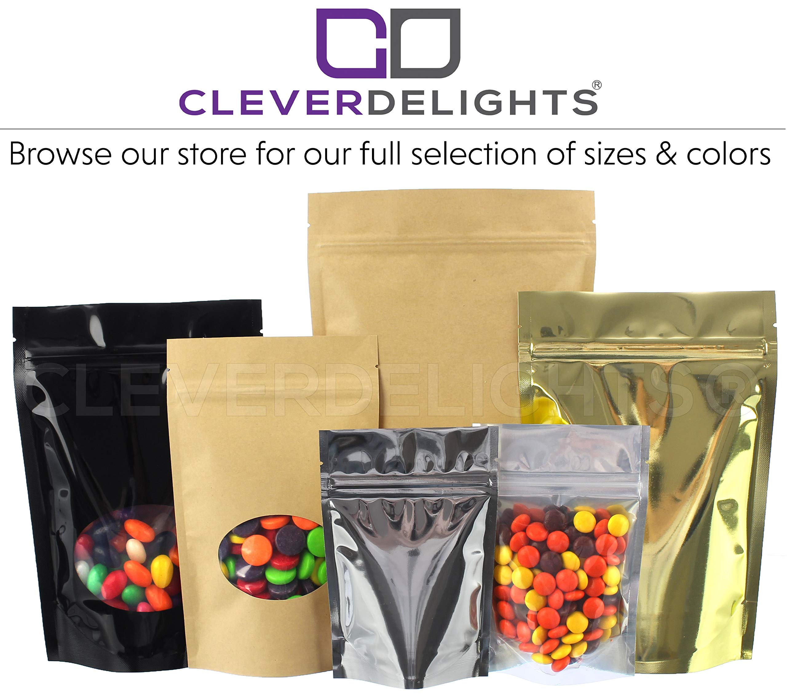 CleverDelights Glossy Red Stand Up Pouches - 100 Pack - 4" x 6" x 2" (2oz) - Resealable Pouch Bag