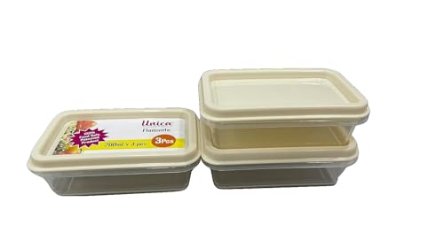 Unica Food Storage Container with Airtight Lid, Nestable Storage Boxes for Cereal, Snacks, BPA-Free, Microwave, Dishwasher & Freezer Safe, Set of 3, 7 oz, 2.94x2.94x1.58 in