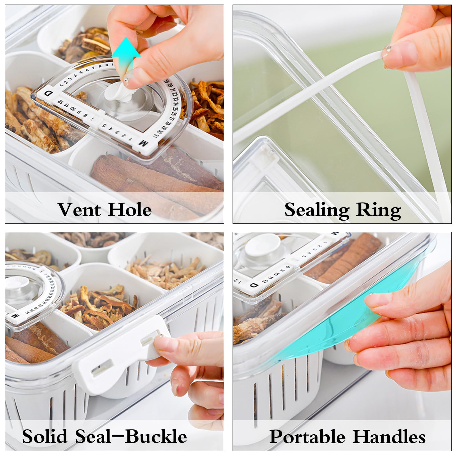 MANO Serving Trays for Party Divided Veggie Tray with Lid Sealed Sectioned Fruit Snack Serving Platter Vegetable Storage with 6 Compartments Snackle Box Charcuterie Container Fridge Organizer