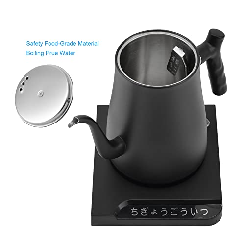T-magitic Gooseneck Electric Kettle 1 liter,100% Stainless Steel Electric Tea Kettle with Auto Shut - Off Protection, Pour Over Coffee Kettle for Coffee and Tea-Copper (White)