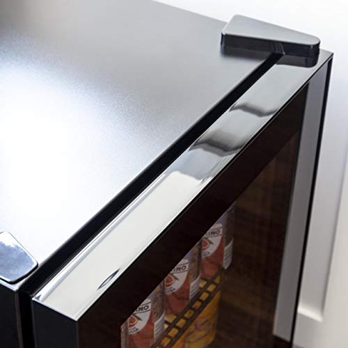 NewAir Beverage Refrigerator Cooler with 90 Can Capacity - Mini Bar Beer Fridge with Right Hinge Glass Door - Cools to 34F - AB-850B - Black