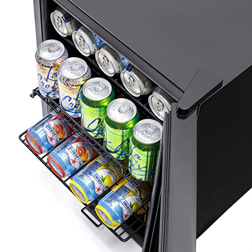 NewAir Beverage Refrigerator Cooler with 90 Can Capacity - Mini Bar Beer Fridge with Right Hinge Glass Door - Cools to 34F - AB-850B - Black