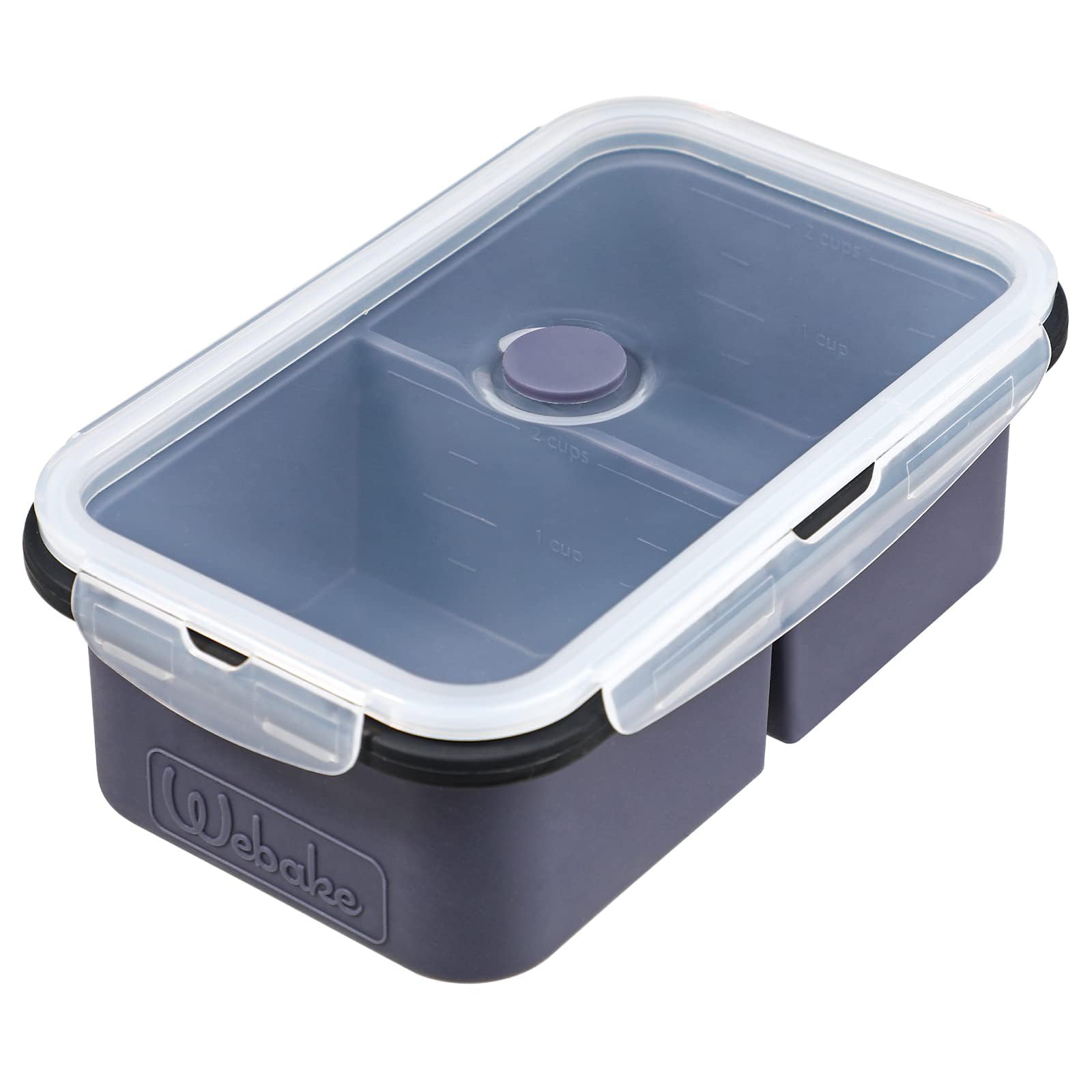 Webake Silicone Freezer Tray with Lid, 2 Cup Ice Cube Tray for Soup Sauce Meal Prep, BPA Free - Grey