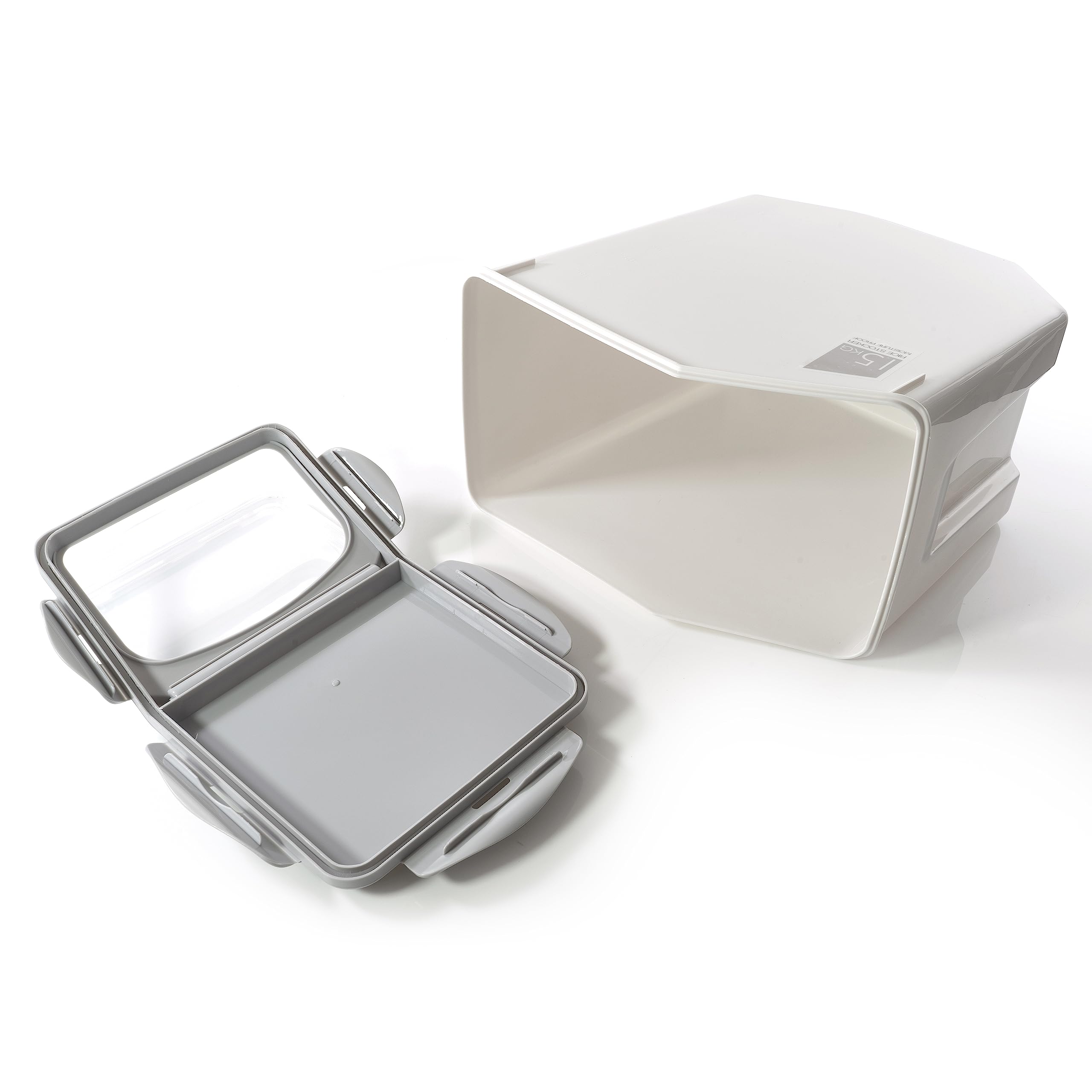 Rice Storage Container With Wheels (2 pack) - 30 lbs 15 L Rice Storage Bin - Grain Dispenser With Airtight Lid - Cereal Flour Dog and Pet Food Bins - Includes 2 Measuring Cups and 2 Rice Paddles