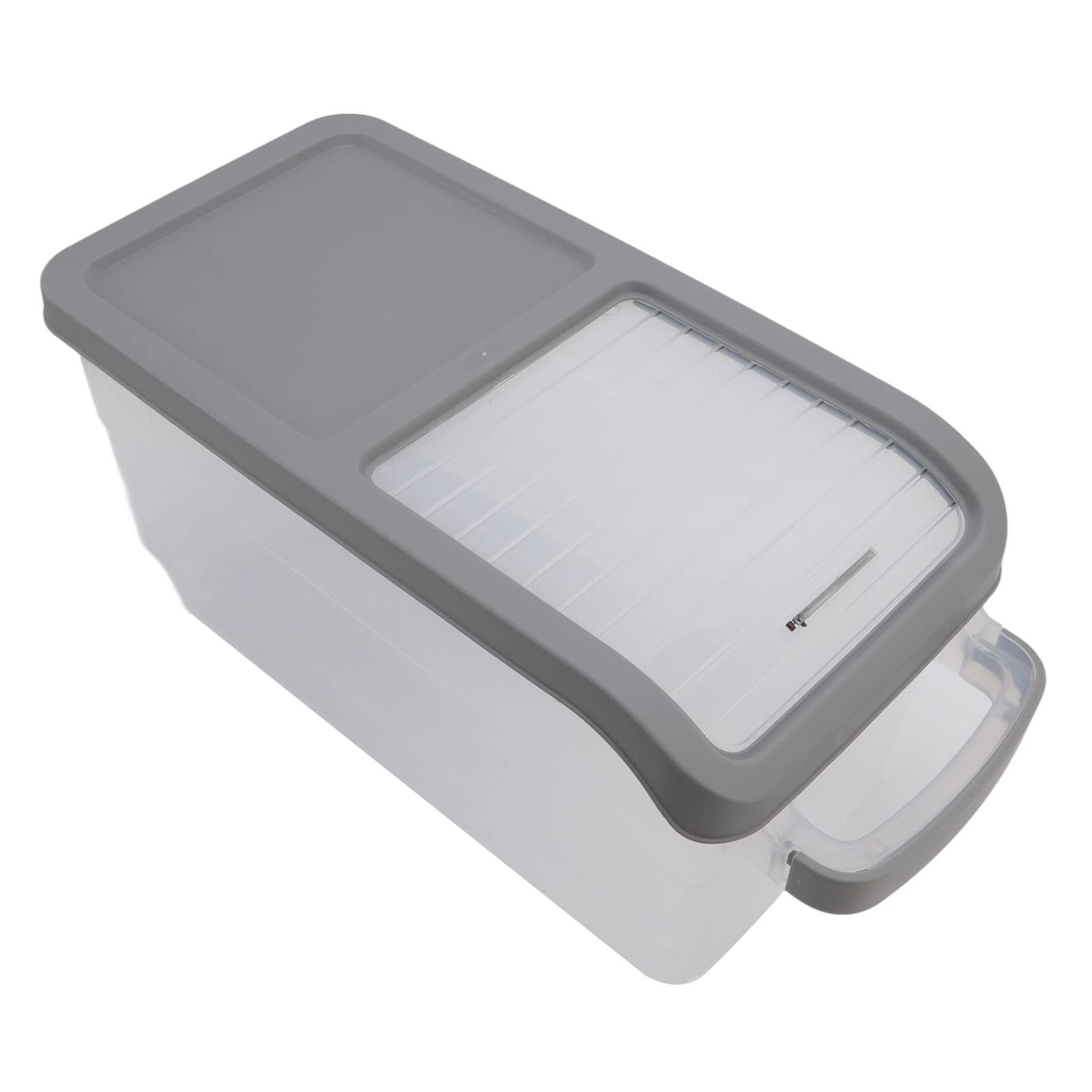 Rice Storage Container, Rice Container, 10kg/22 pounds 15.2 x 7.2 x 8.3in Transparent Rice Bin Cereal Dispenser Airtight Grain Holder with Measuring Cup and Wheels for Organization (Grey)